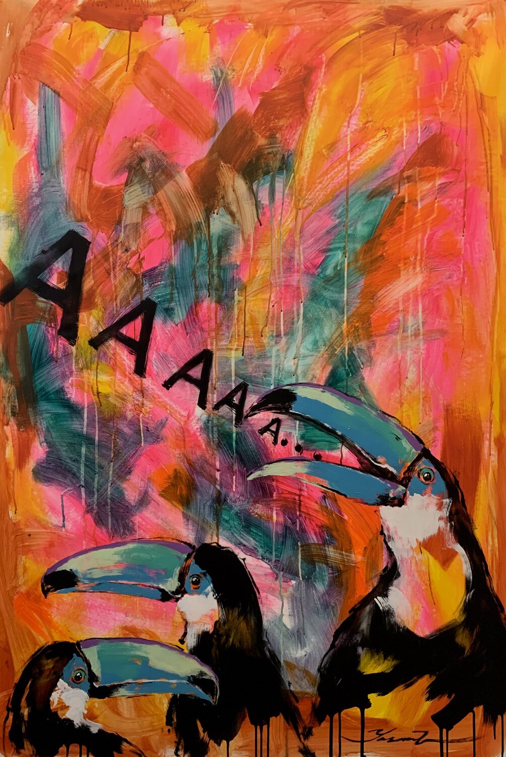 Huge XXL painting - "Toucans" - Bright - Birds - Exotic - Exotic ...