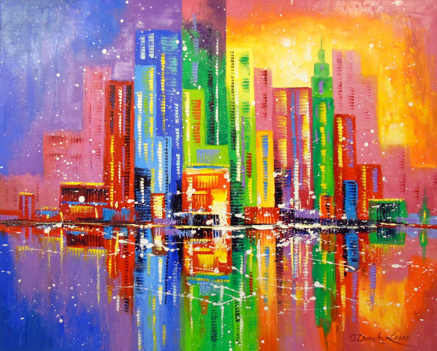 The city of happy people by Olha Darchuk (2022) : Painting Oil on ...