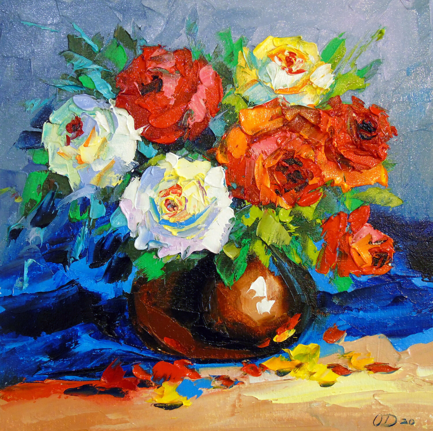 Bouquet of roses de Olha Darchuk (2020): Pintura Óleo en Cartón - SINGULART