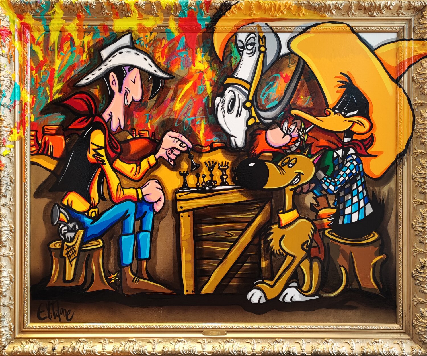 Daffy Duck le tricheur by Eddy Vitalone (2022) : Painting Acrylic, Felt on Linen - Singulart