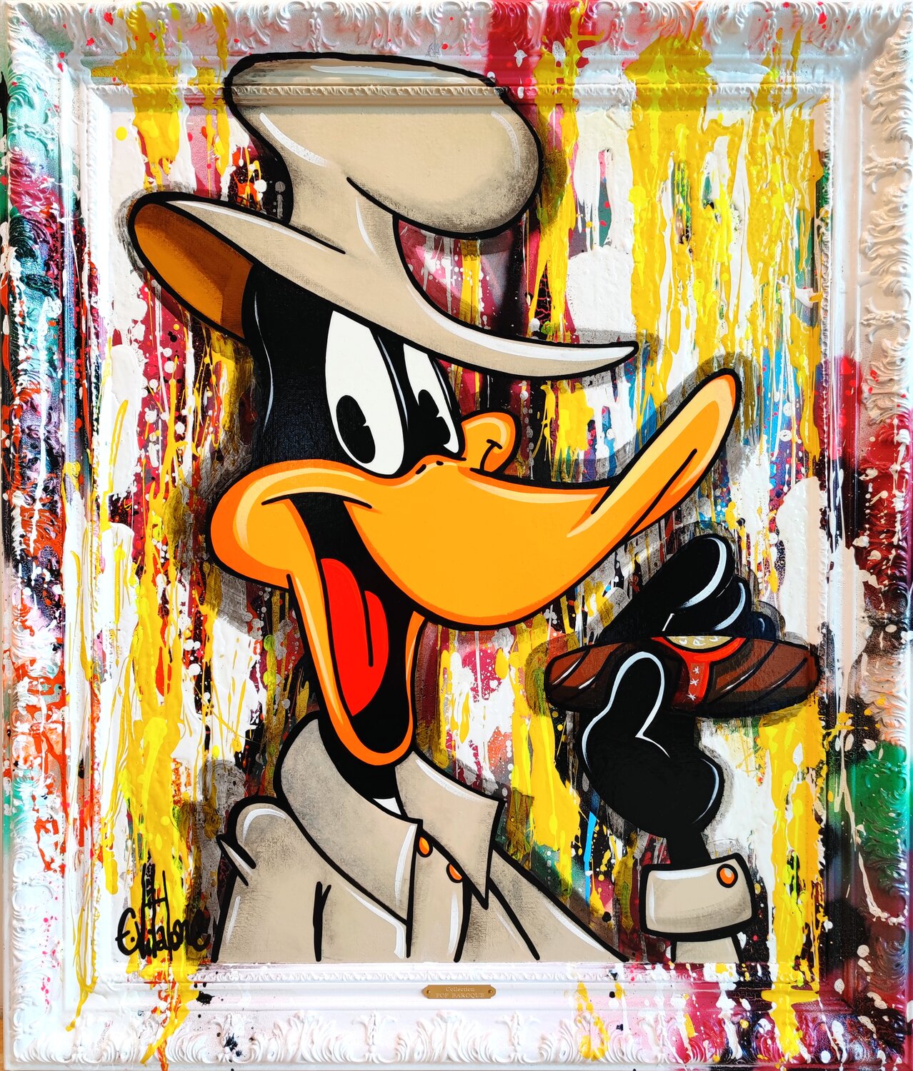 Daffy Duck loves cigar von Eddy Vitalone (2023): Malerei Acryl, Filz ...