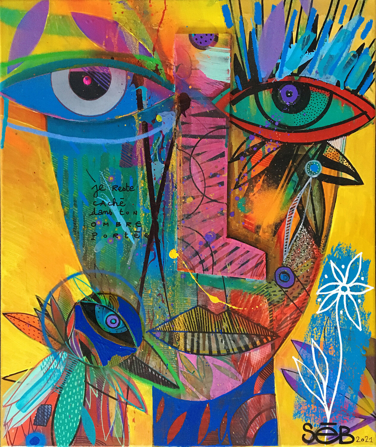 Kotinga by Seb (2021) : Painting Acrylic, Collage on Canvas - Singulart