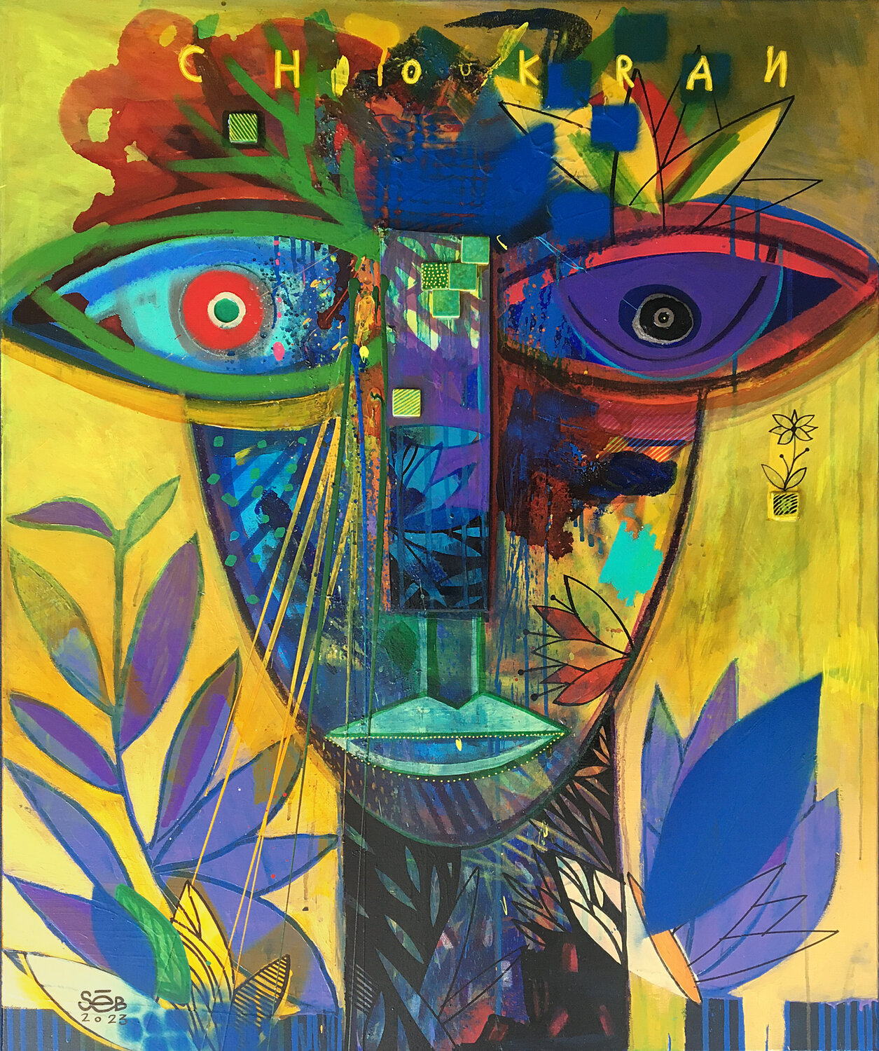 Choukran by Seb (2023) : Painting Acrylic, Oil Pastel on Canvas - Singulart