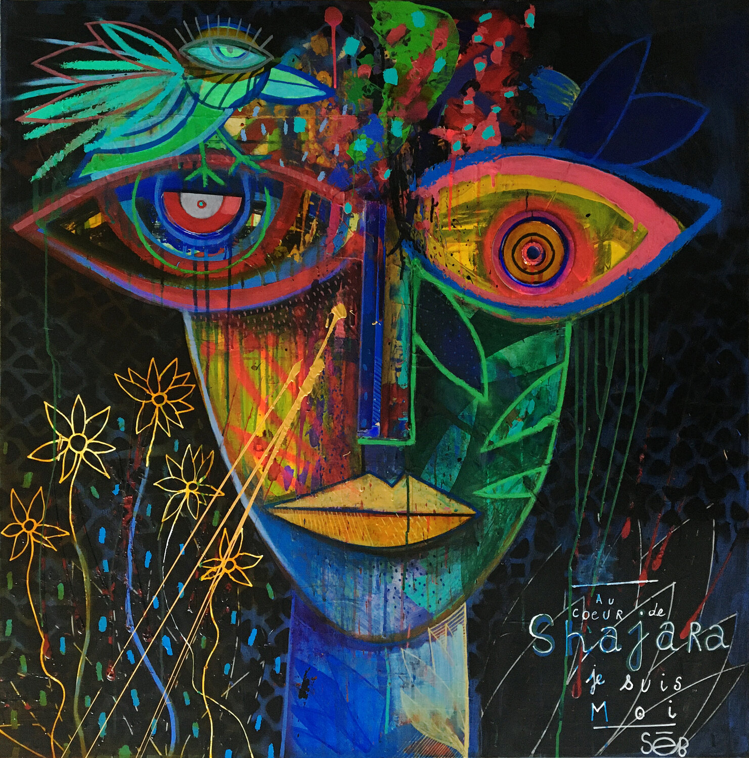 Shajara by Seb (2024) : Painting Acrylic, Collage on Canvas - Singulart