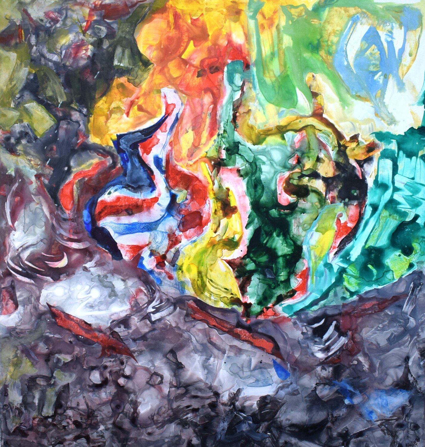 In the meantime door Leszek Nowak (2025) : Schilderij Acryl, Tempera op ...