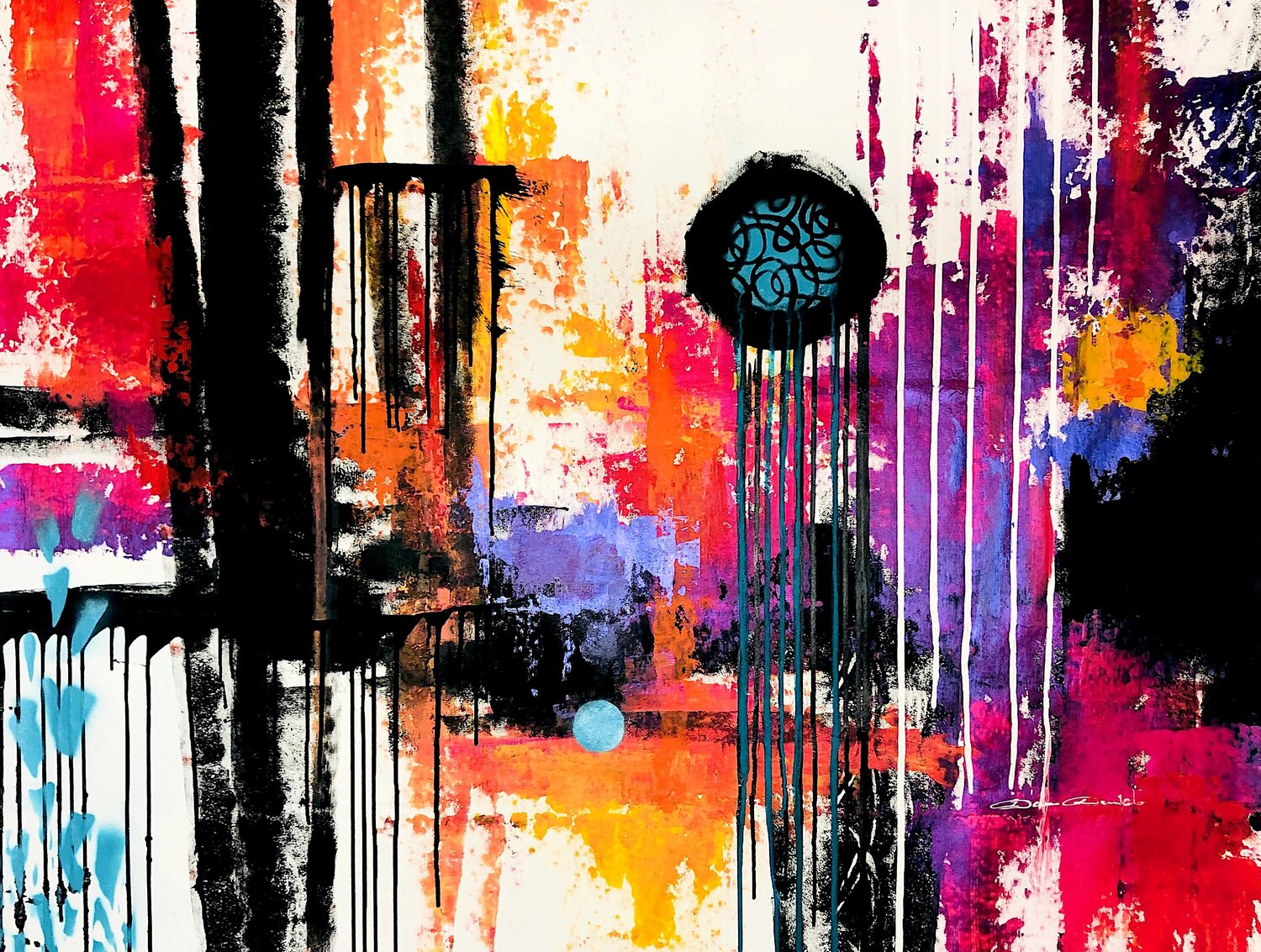 Roue bleu by Dam Domido (2023) : Painting Acrylic, Collage on Linen ...