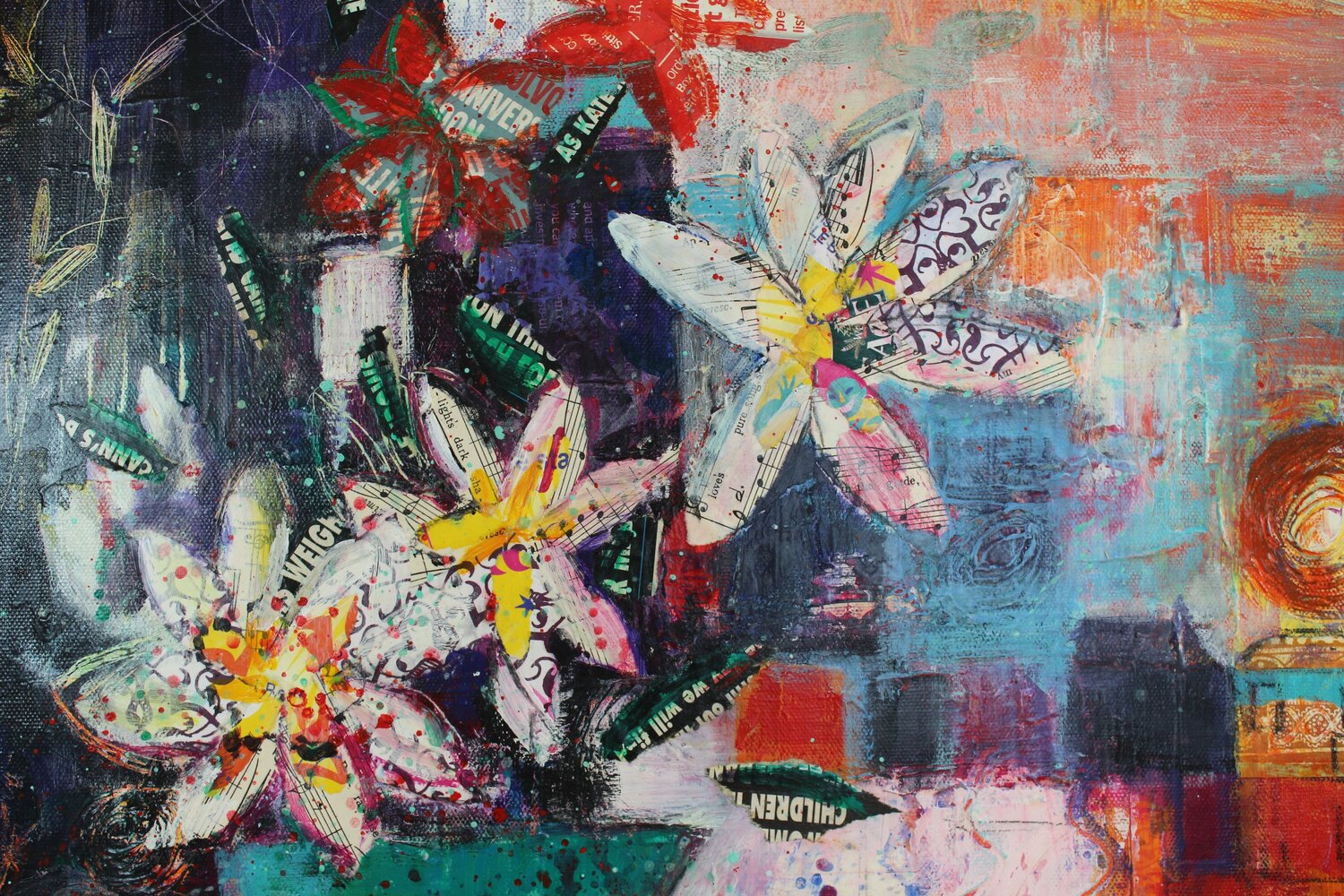 Sunset Still Life by Sylvia Paul (2014) : Painting Acrylic, Collage on ...