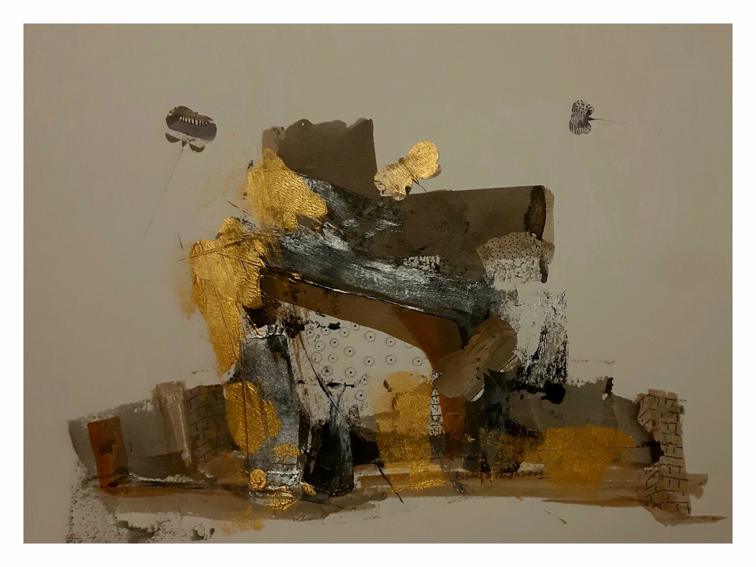 CLOUD GATE -03 by Biswajit Panda (2021) : Work on Paper Acrylic, Collage on Wood - Singulart