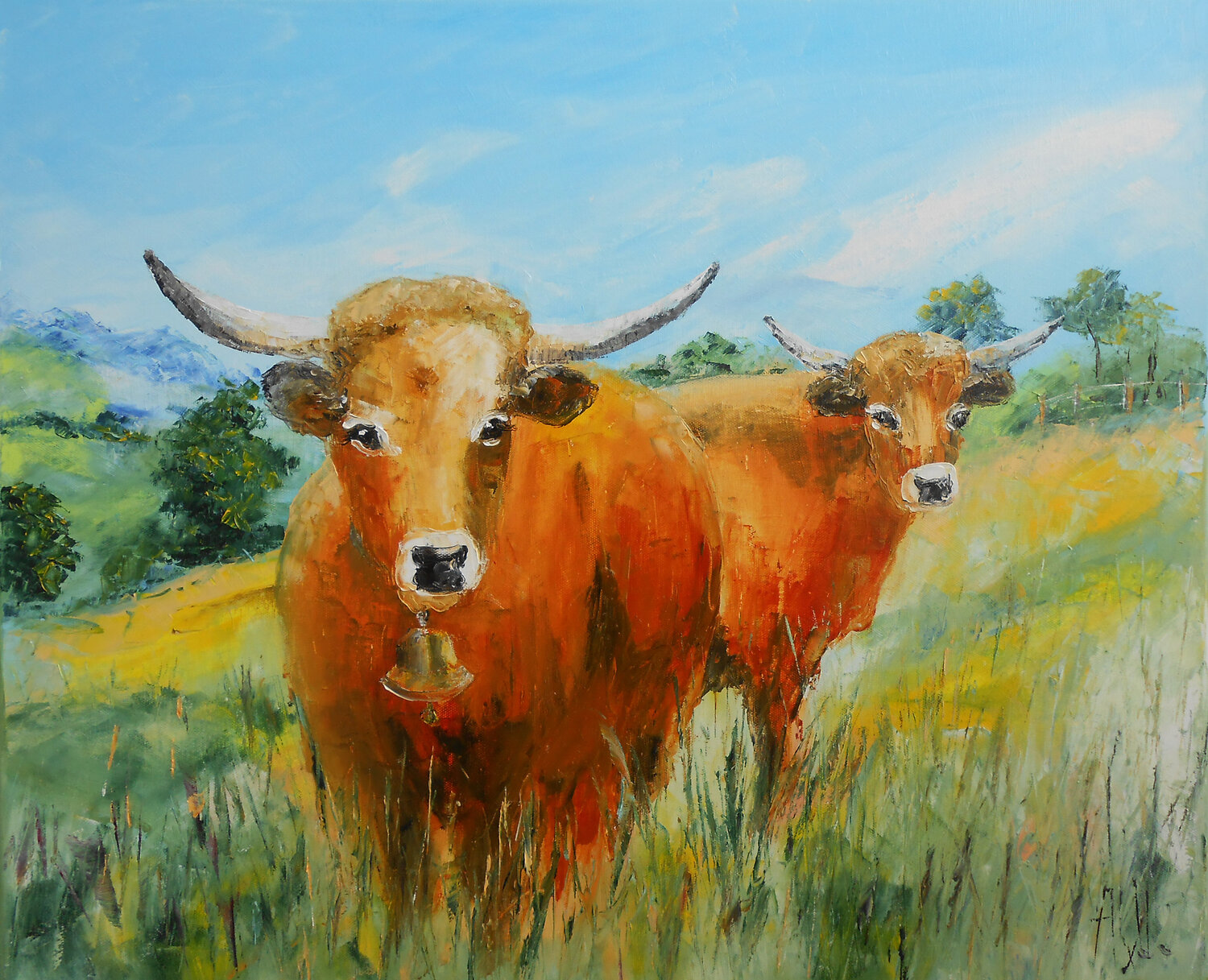 Les Vaches de l'Aubrac by Axelle Bosler (2021) : Painting Oil on Canvas ...
