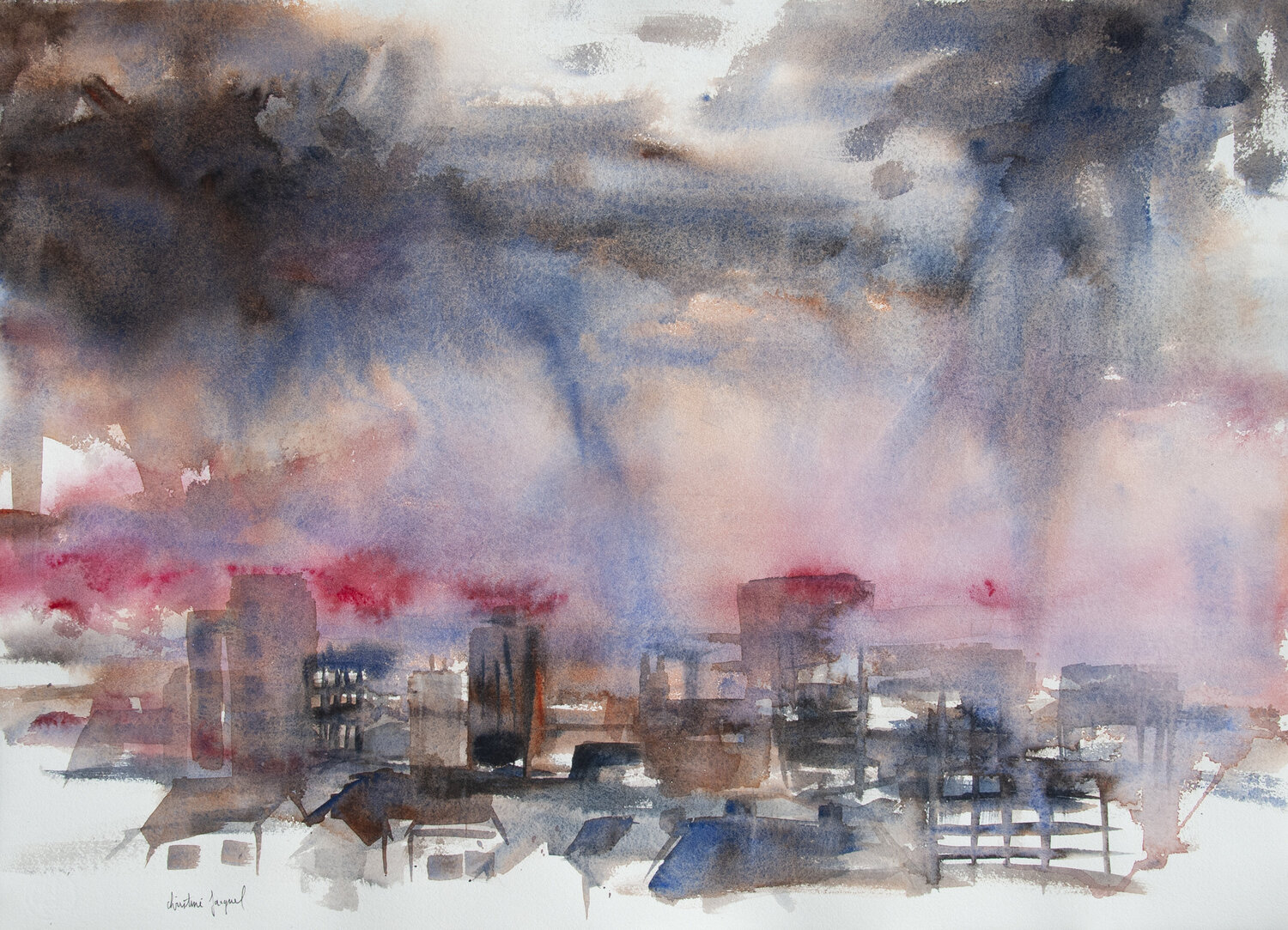 Temps de pluie sur la ville de Christine Jacquel (2023): Obra en papel ...