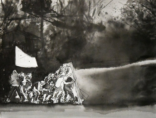 Tumult: study for Water Cannon by Sebastiaan Verhees (2020) : Drawing ...