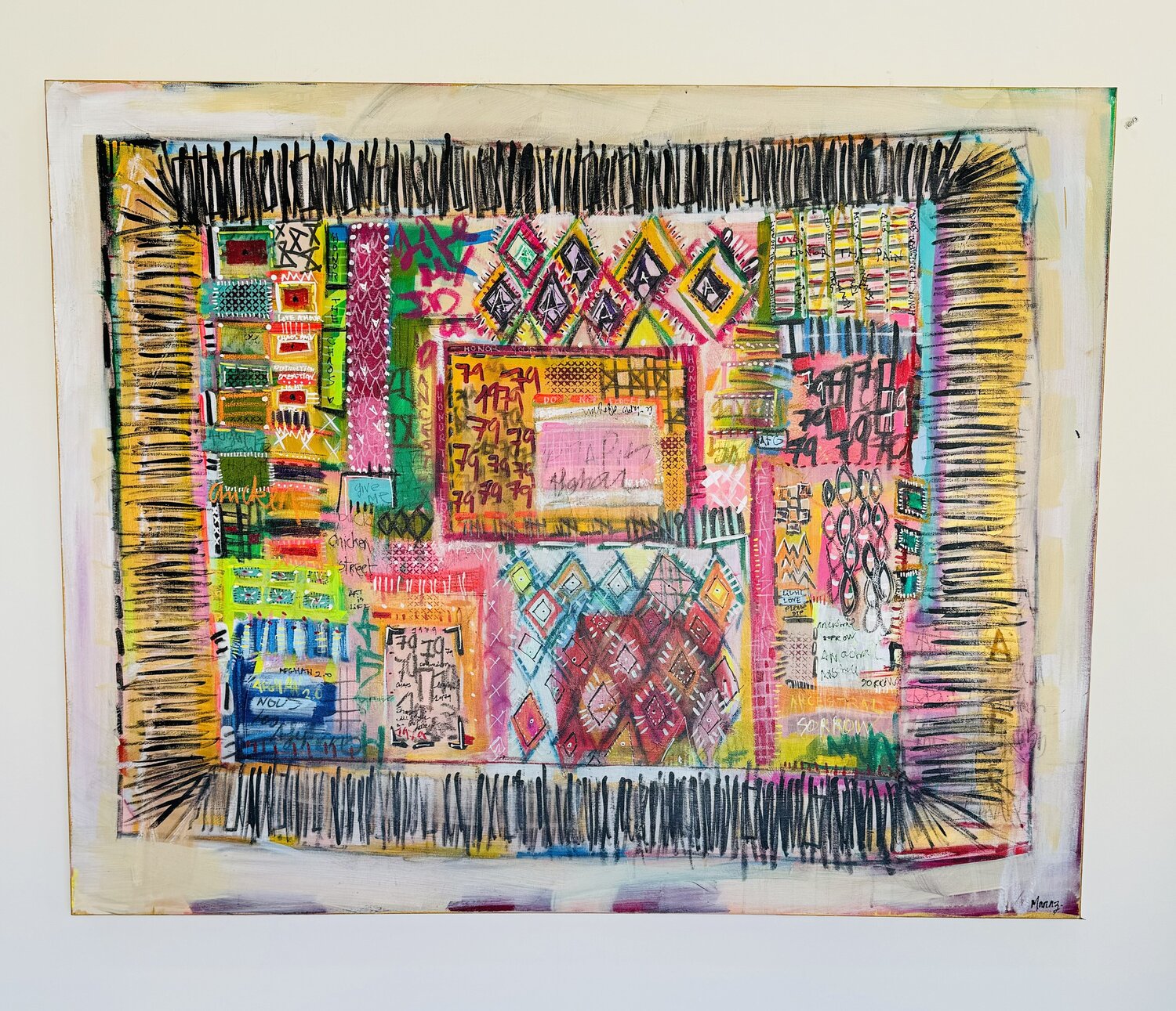 Afghan Rug by Manaz Raiszadeh (2024) : Painting Acrylic on Canvas ...