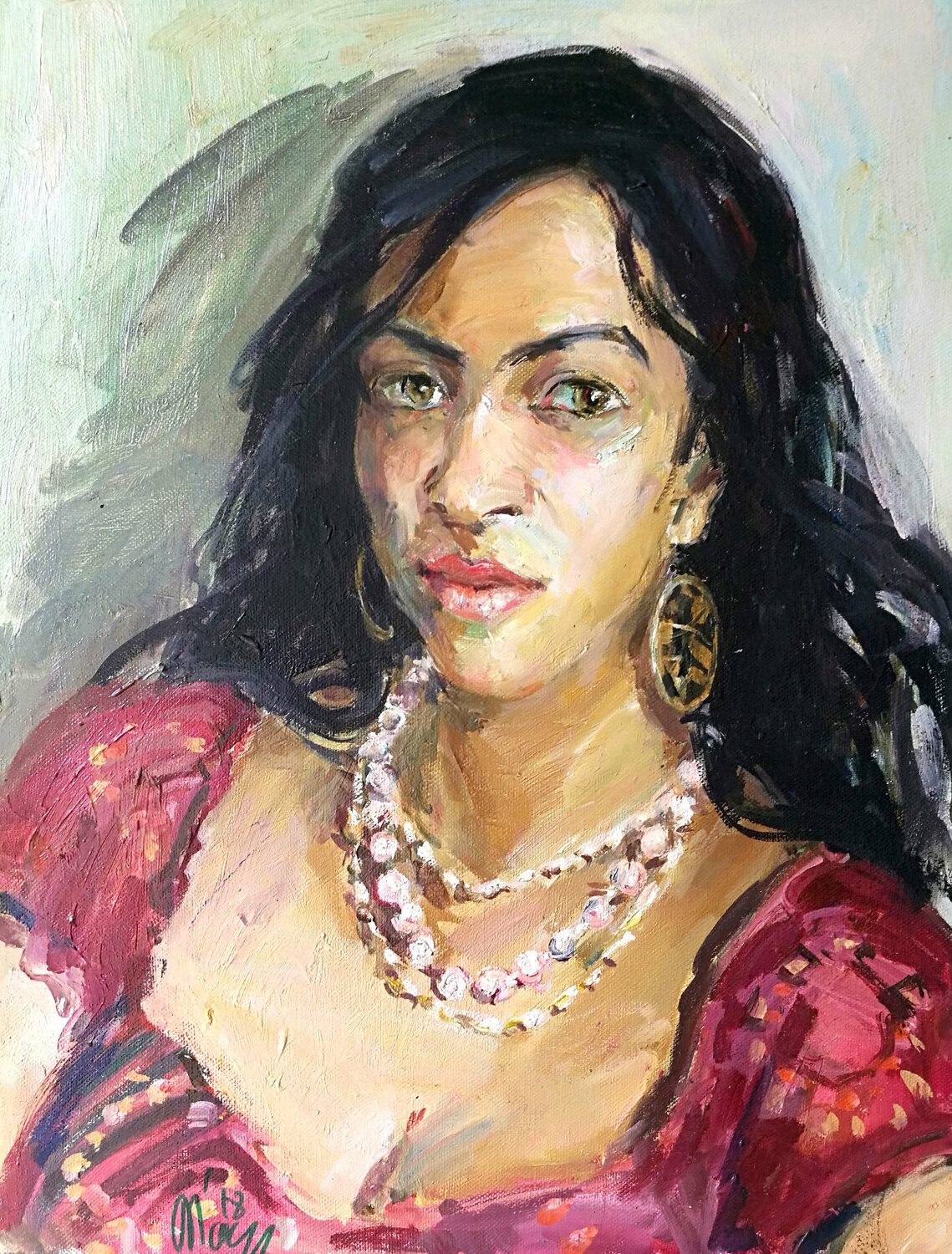 Young girl from Thanjavur by Maria Chumak (2018) : Painting Oil on ...