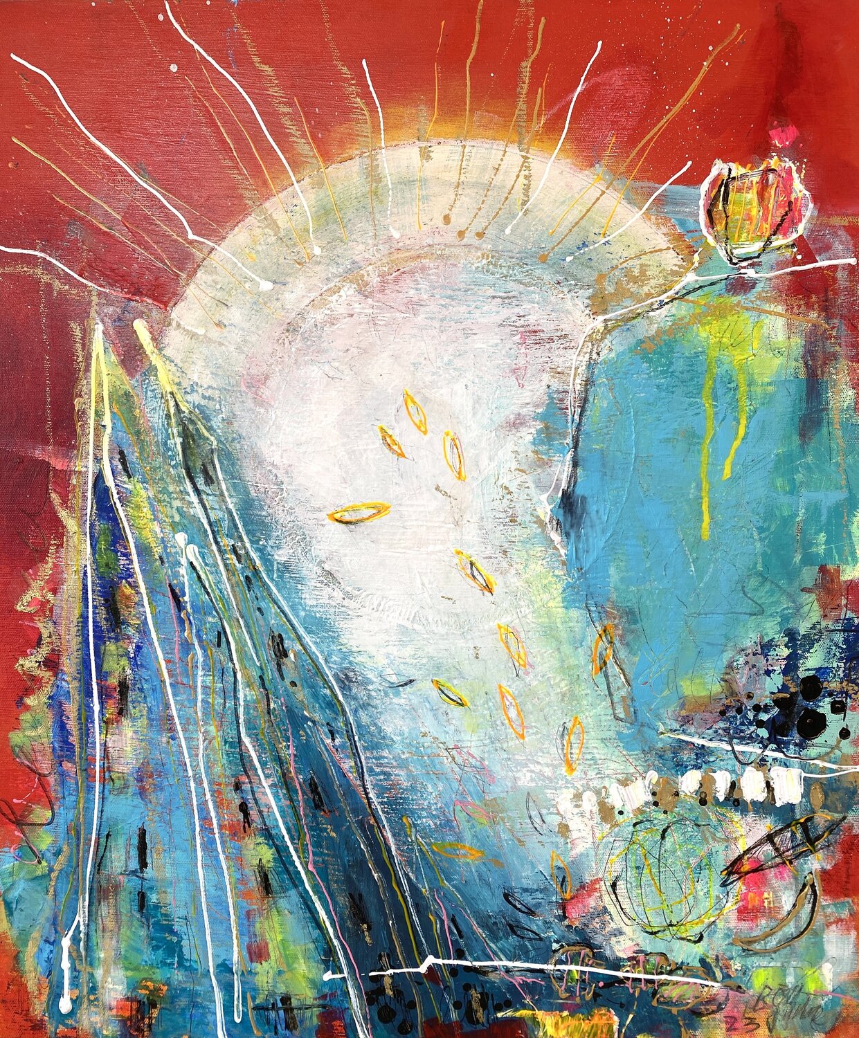 At home is the end of the world No.1 de Bea Schubert (2023): Pintura Acrílico, Lápiz en Lienzo ...