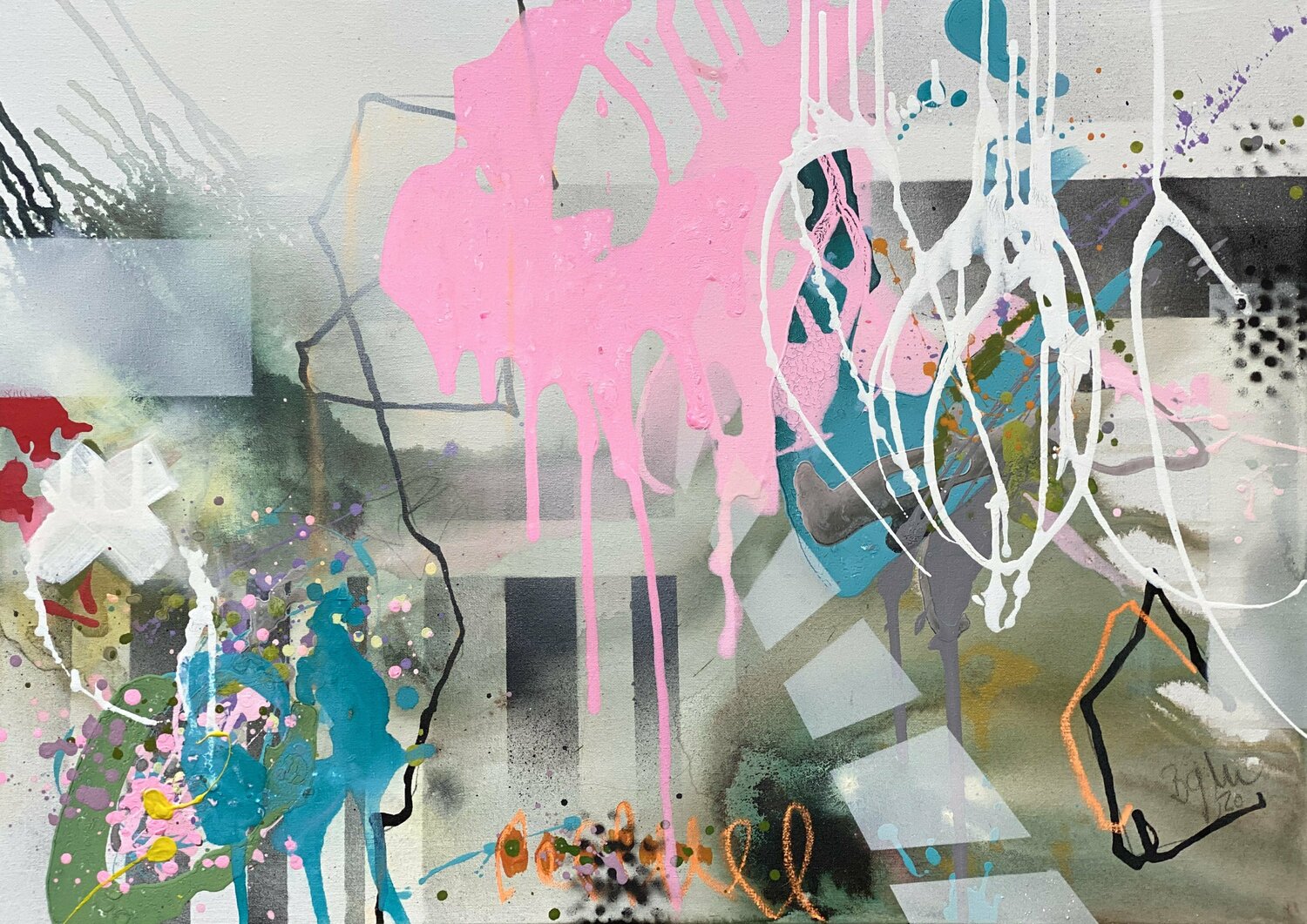 dream bigger VI von Bea Schubert (2020): Malerei Acryl, Pastell auf ...