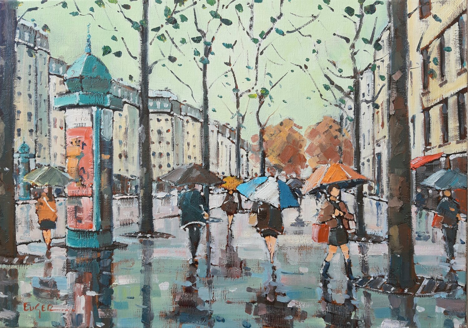 Champs Élysées sous la pluie by Philippe Euger (2023) : Painting Oil on Canvas - Singulart