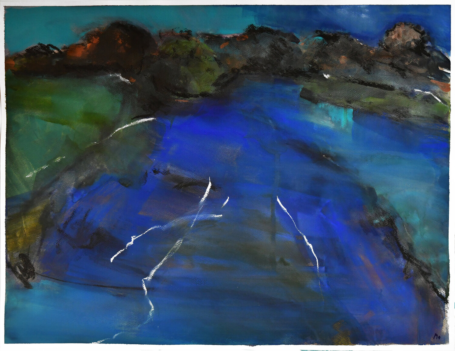 Feld von Matthias Oppermann (2020): Werk auf Papier Aquarell, Kohle auf ...