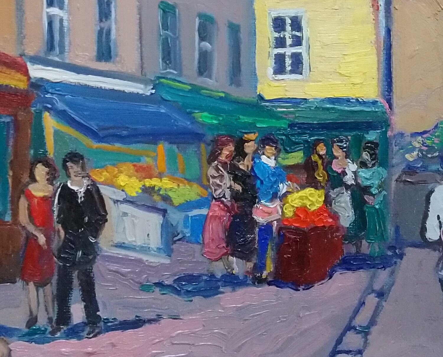 Scène du Marché a Paris by Areg Elibekian (2022) : Painting Oil on ...