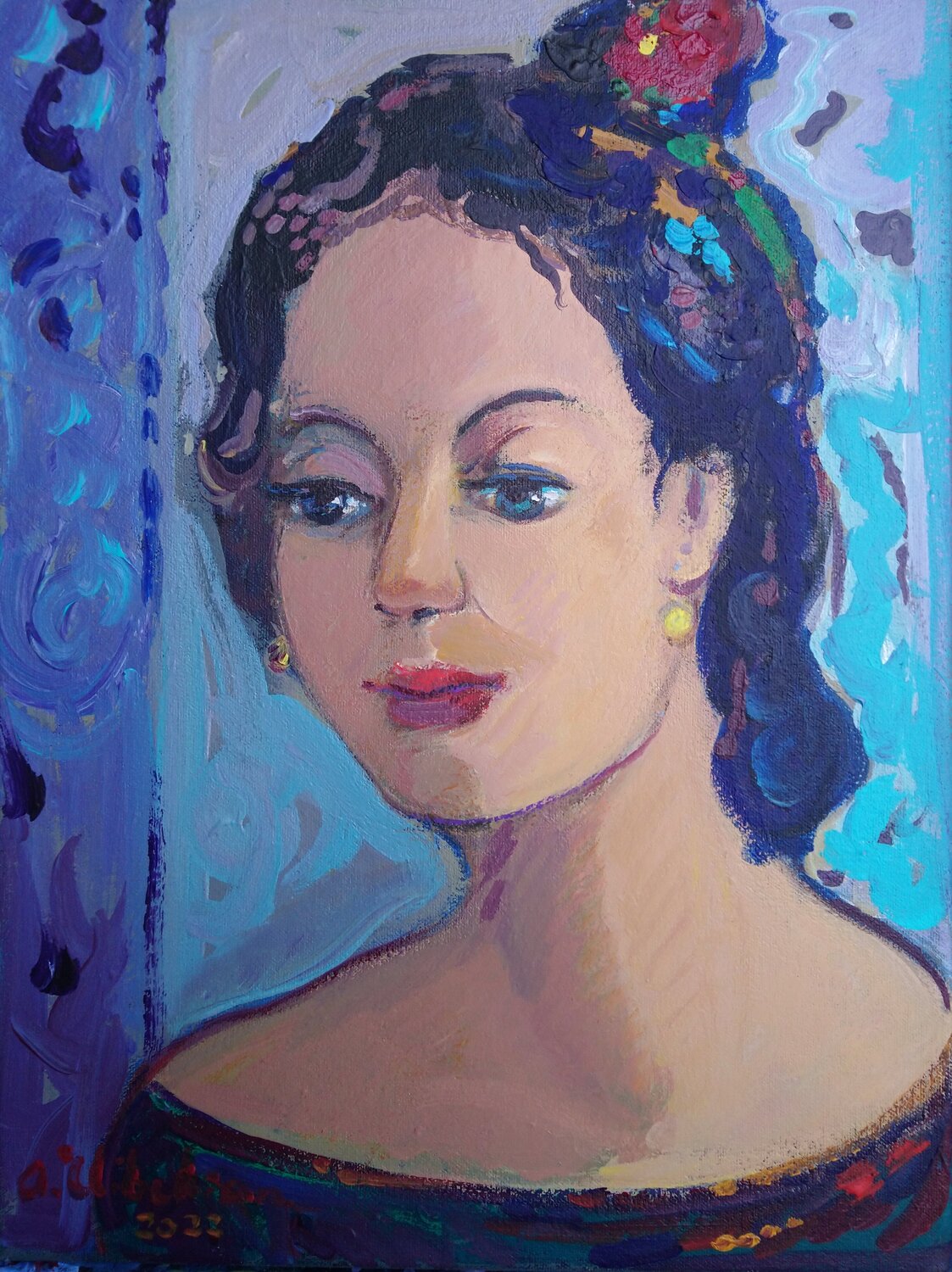 Armenian lady by Areg Elibekian (2022) : Painting Acrylic on Canvas ...