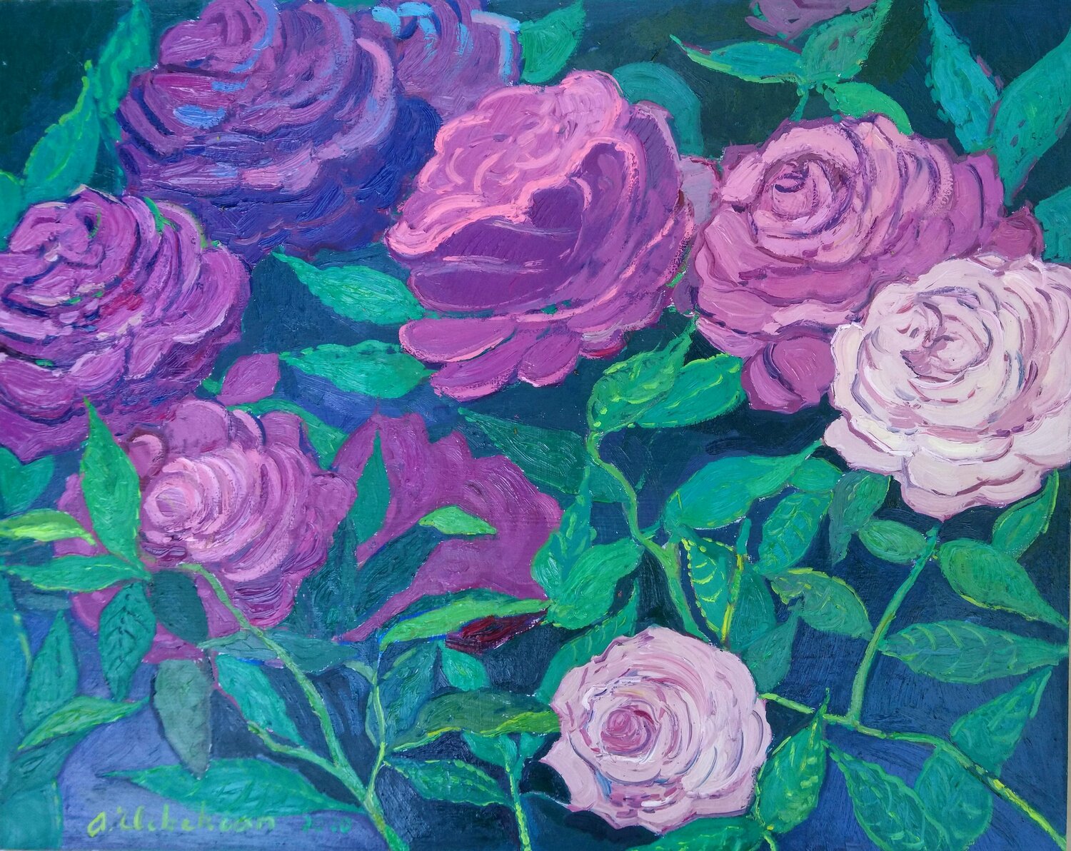 Pionies by Areg Elibekian (2020) : Painting Oil on Wood - Singulart