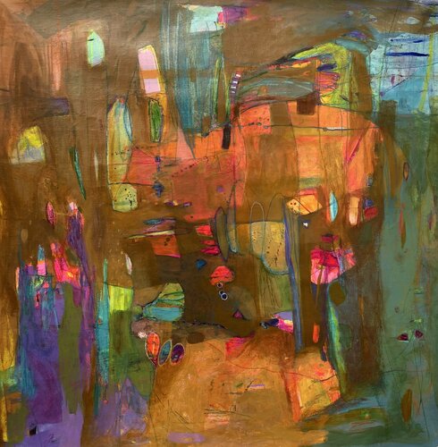 Acuática 3 by Sandra Botner (2022) : Painting Acrylic, Oil Pastel on ...