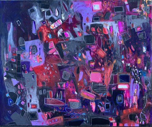 Acuática 3 by Sandra Botner (2022) : Painting Acrylic, Oil Pastel on ...