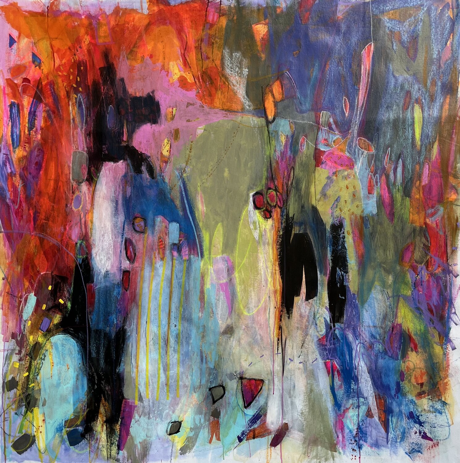 Aérea 2 by Sandra Botner (2021) : Painting Acrylic, Oil Pastel on ...