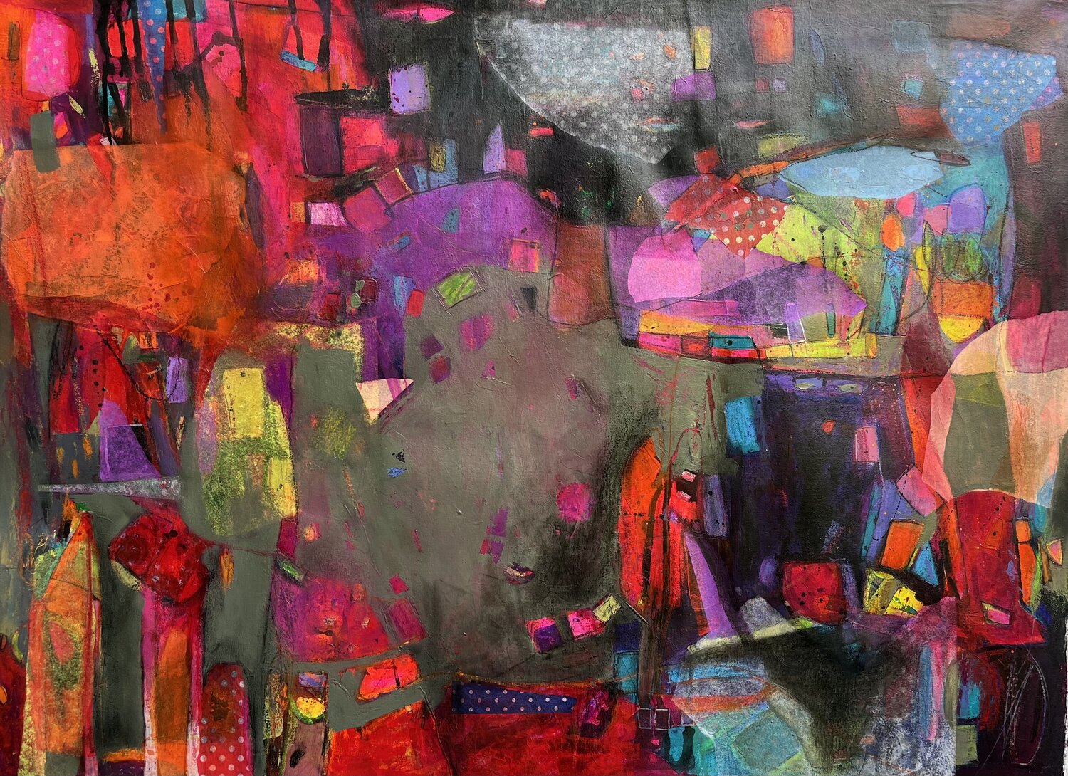Aérea 5 by Sandra Botner (2022) : Painting Acrylic, Oil Pastel on ...