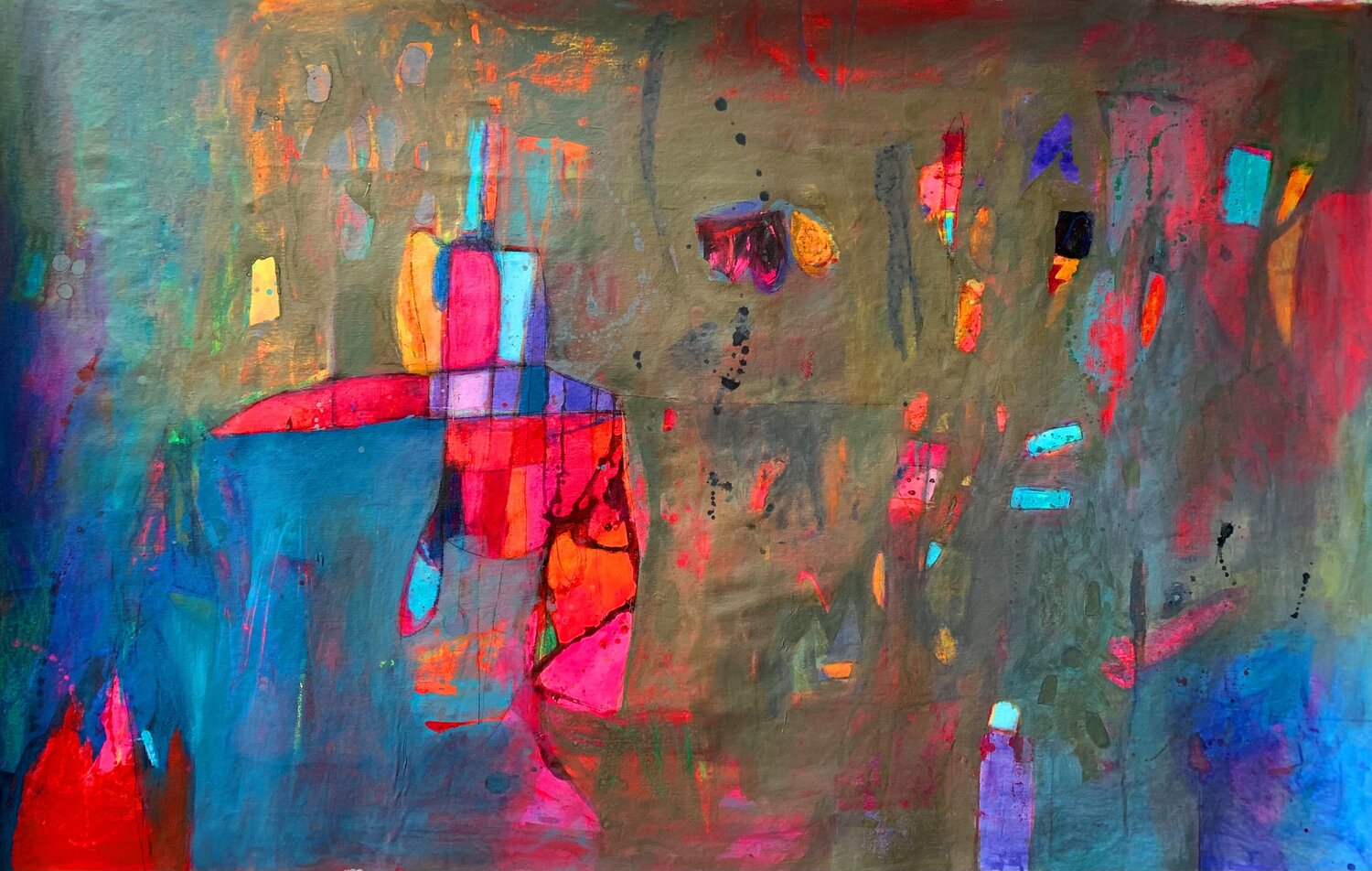 Acuática 3 by Sandra Botner (2022) : Painting Acrylic, Oil Pastel on ...