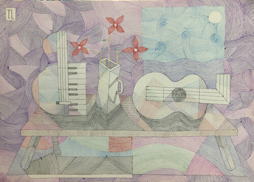 Bic Pen 10 - Musician's Table by Teixeira Leite (2022) : Drawing Pen on ...