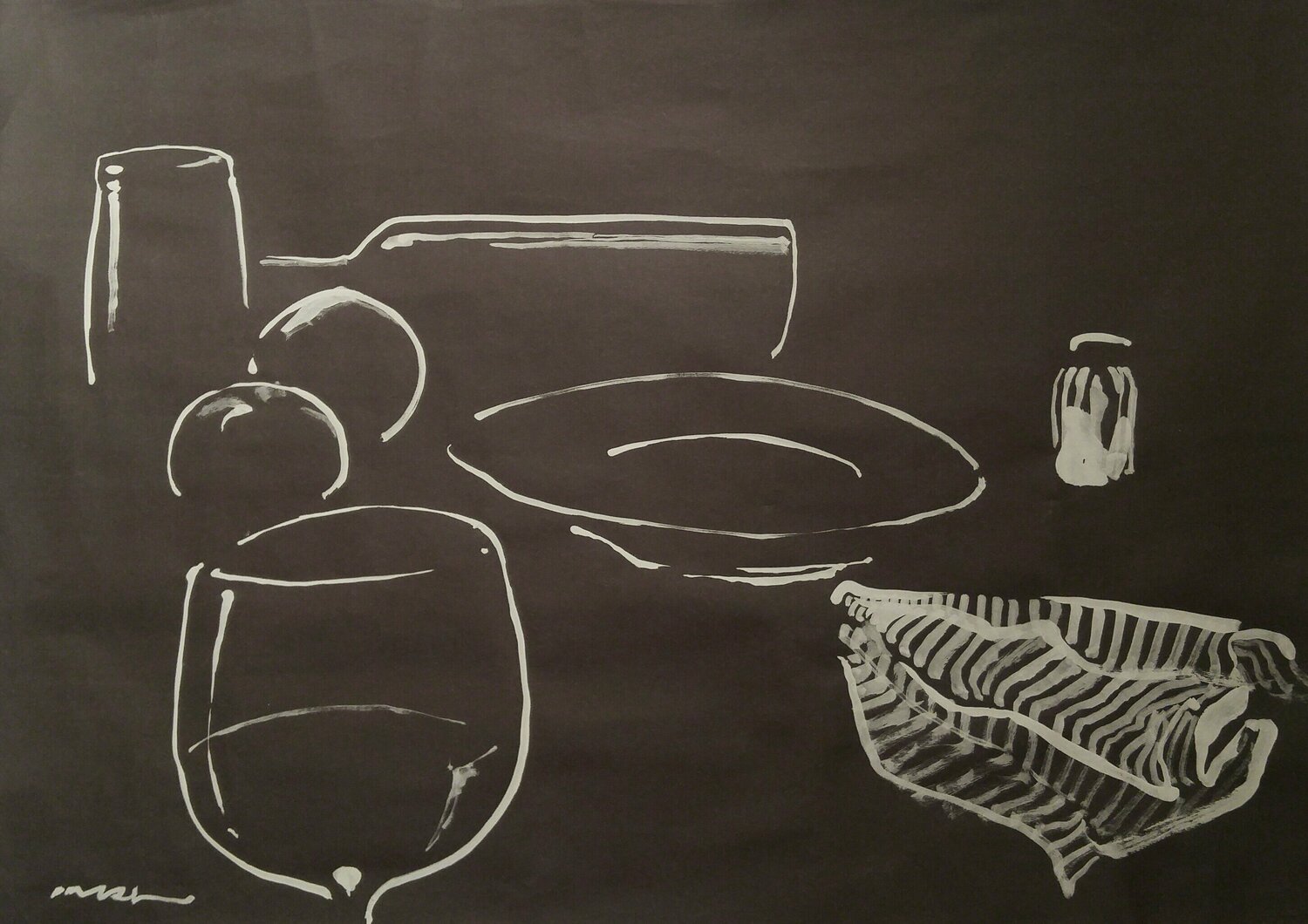 Dinner by Imad Habbab (2020) : Work on Paper Ink on Paper - Singulart