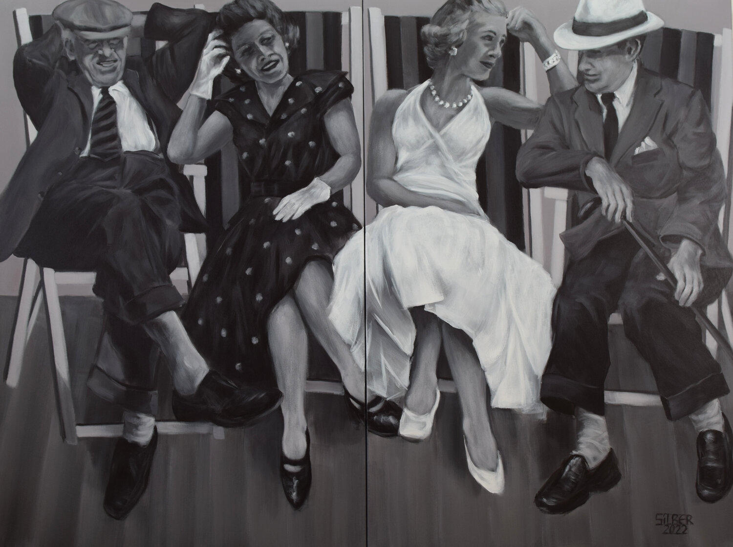 Deck chair people III by Prof. Gerhard Silber (2022) : Painting Acrylic ...