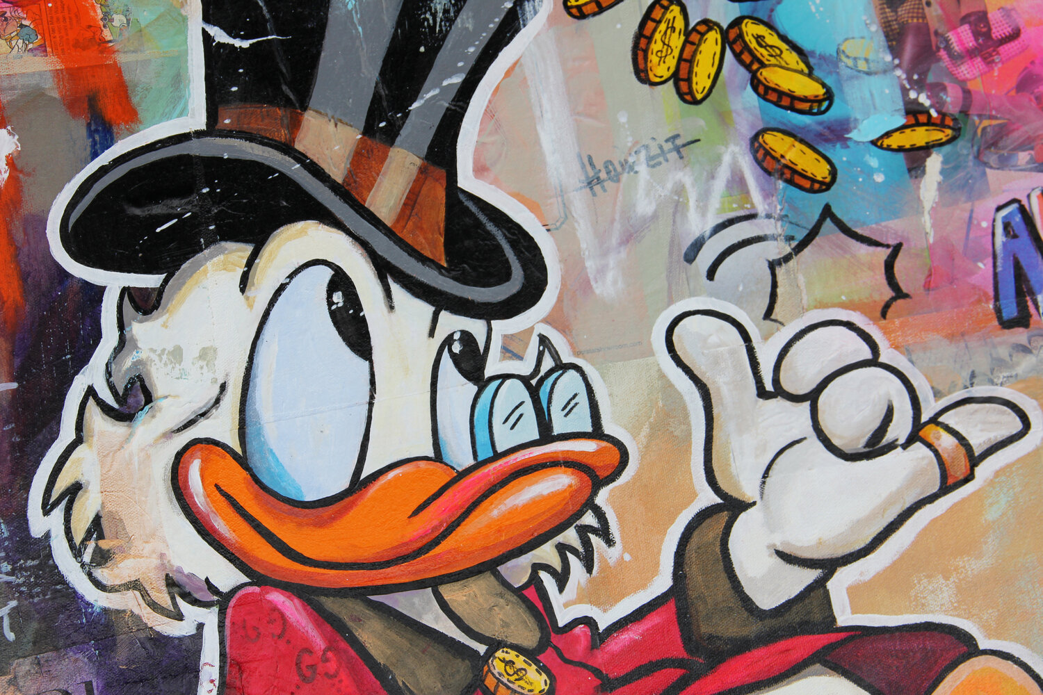 Scrooge Selfmade von Kristin Kossi (2023): Malerei Acryl, Collage auf ...