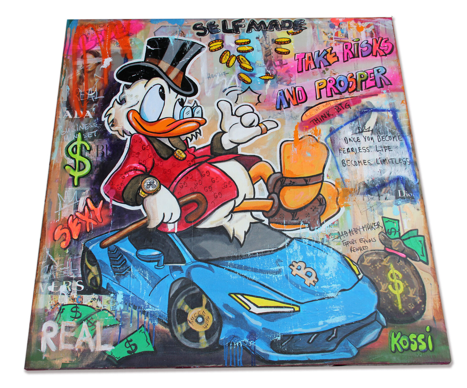 Scrooge Selfmade von Kristin Kossi (2023): Malerei Acryl, Collage auf ...