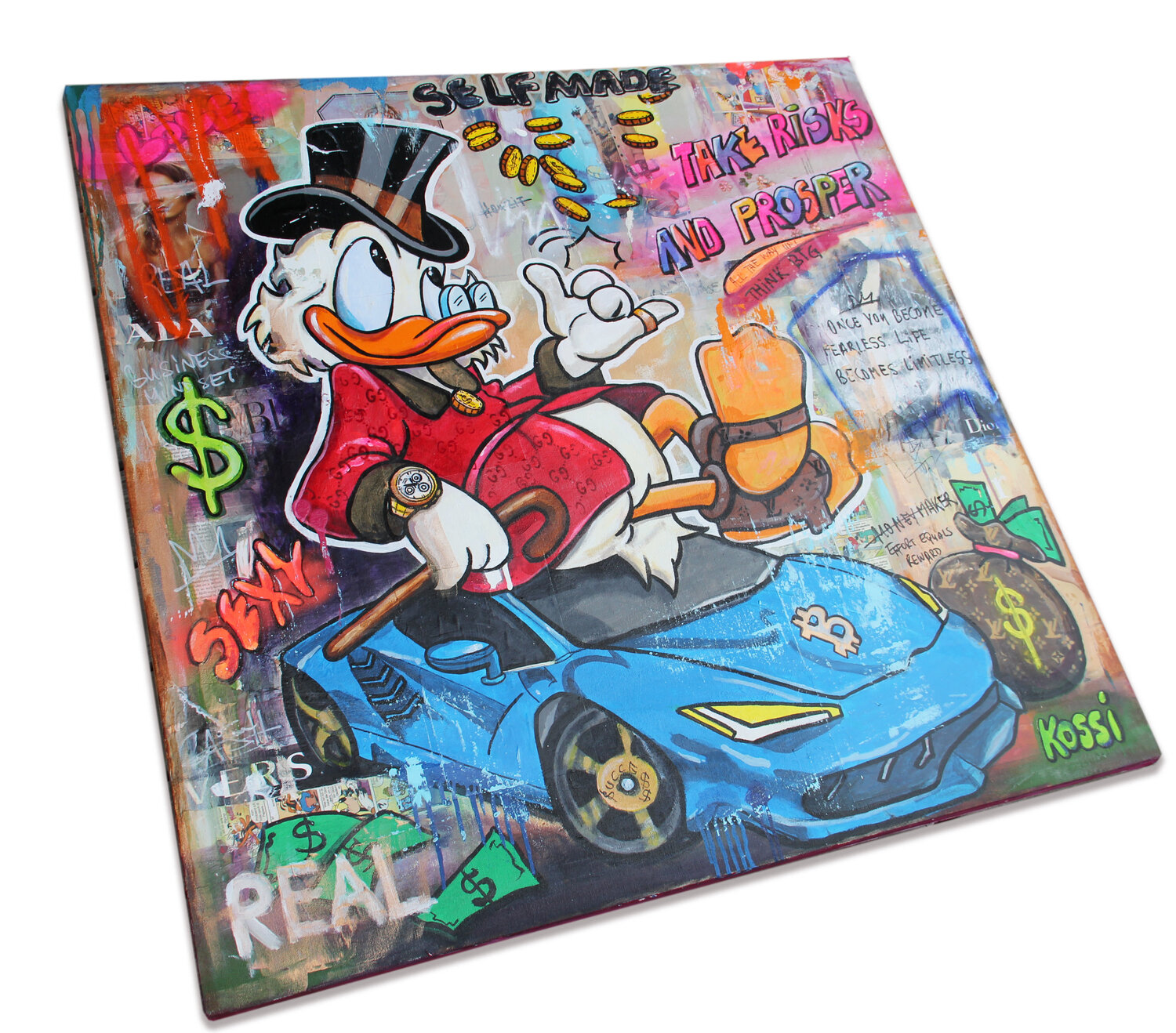 Scrooge Selfmade von Kristin Kossi (2023): Malerei Acryl, Collage auf ...