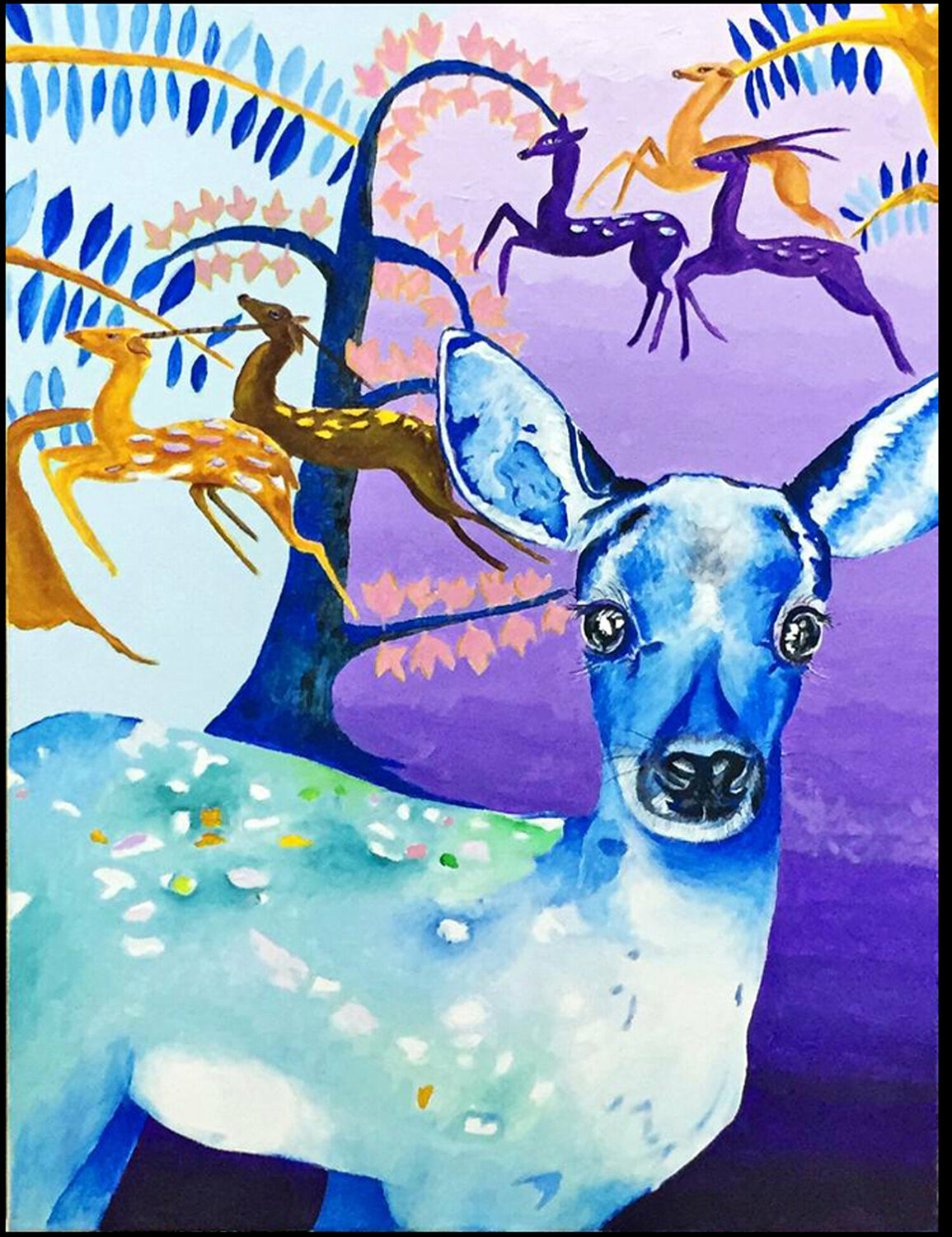 antelopes across von Ufuk Alkan (2019): Malerei Acryl, Beize auf Leinwand - SINGULART