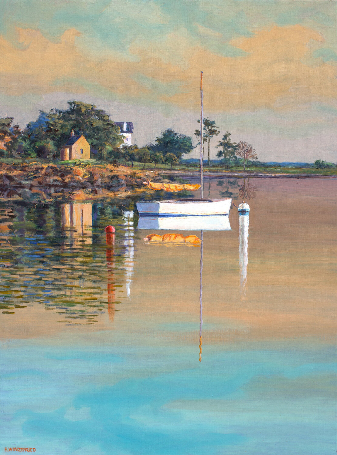 Au mouillage devant Boédic by Eric Winzenried (2022) : Painting Oil on ...