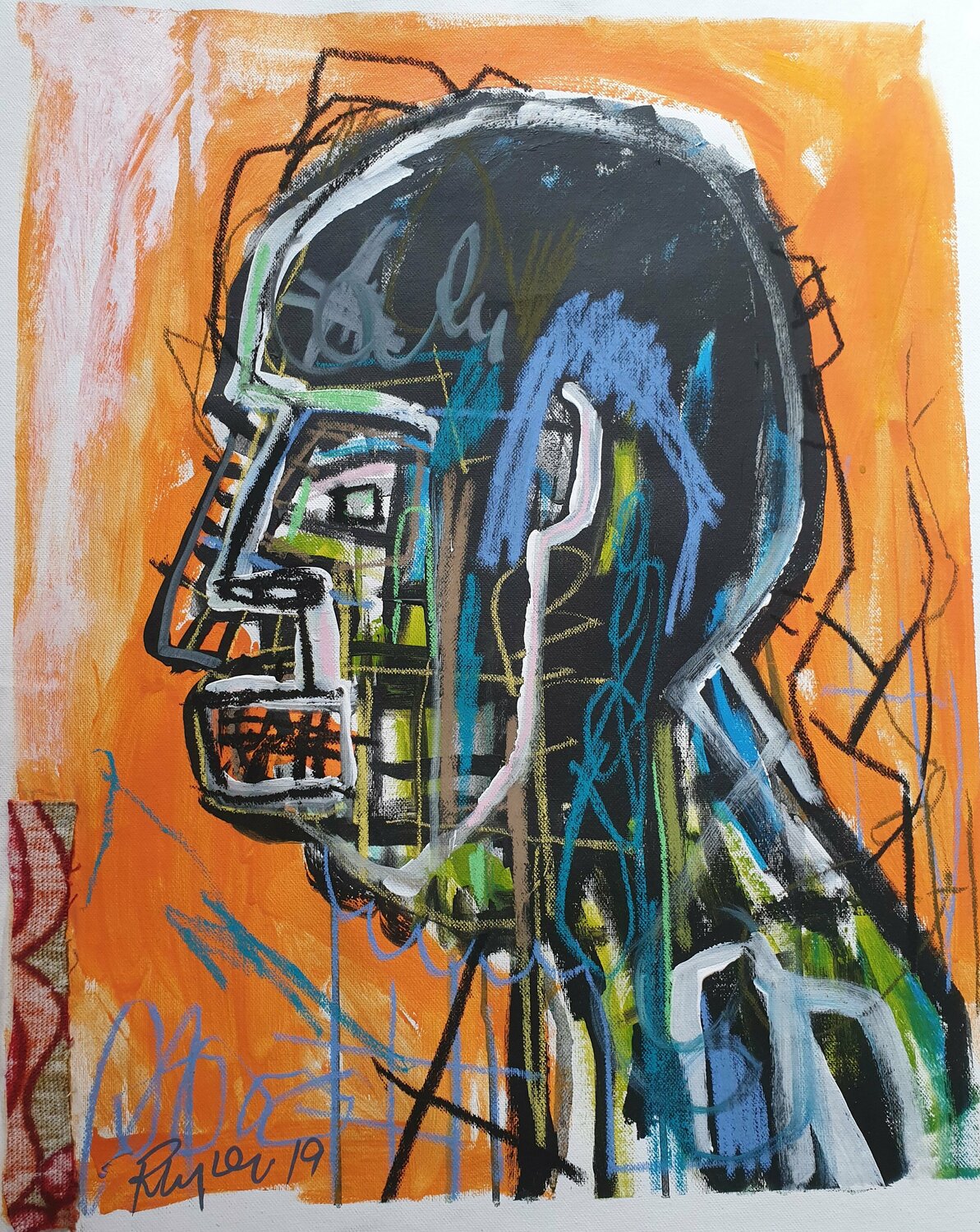 Head #3 von Marc Rayner (2019): Malerei Acryl, Kohle auf Leinwand ...