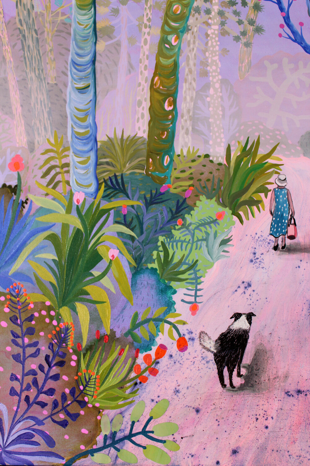 Lonely woman with bag von Sofia Battisti (2022): Malerei Acryl, Öl auf Leinwand - SINGULART