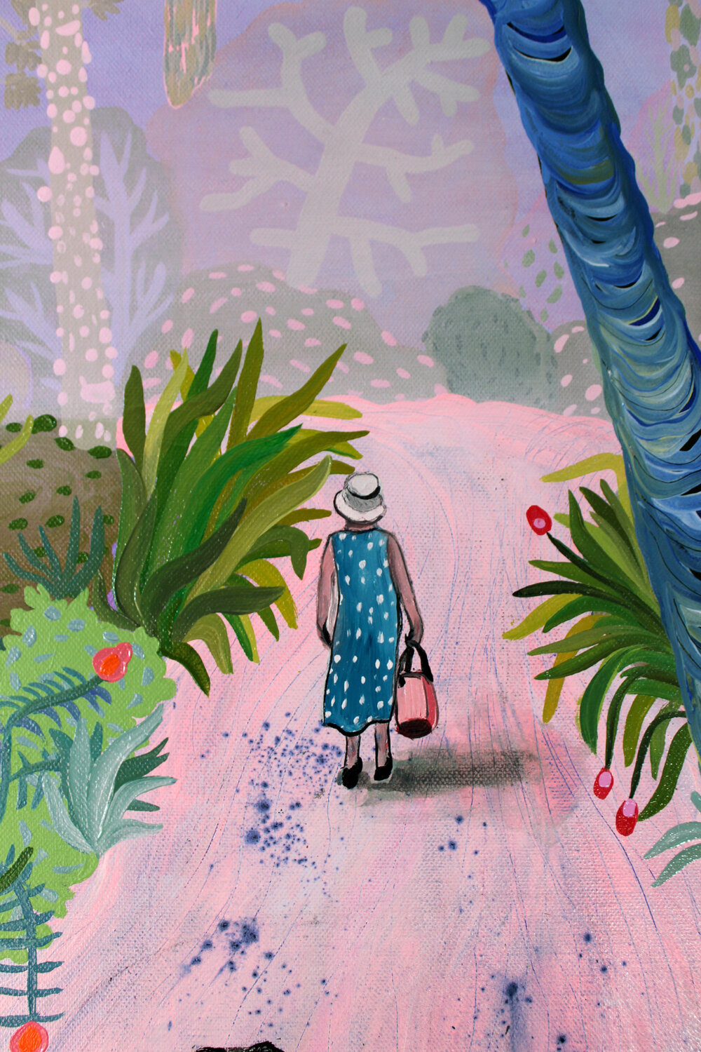 Lonely woman with bag von Sofia Battisti (2022): Malerei Acryl, Öl auf Leinwand - SINGULART