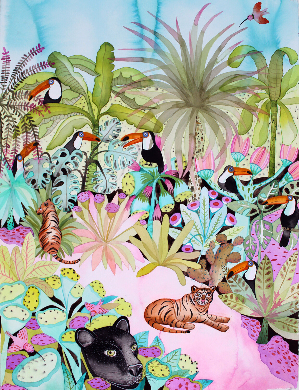 Giungla von Sofia Battisti (2020): Werk auf Papier Acryl, Pastell auf Papier - SINGULART