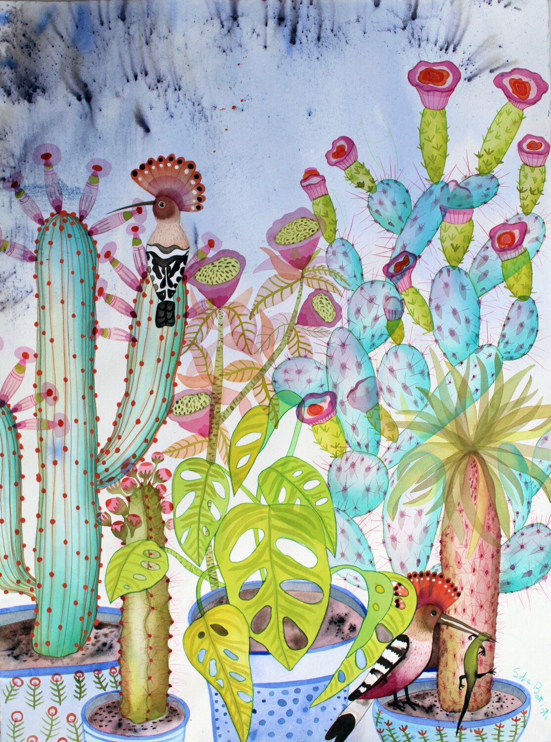 Ramarro morso da upupa von Sofia Battisti (2020): Werk auf Papier Acryl, Pastell auf Papier ...