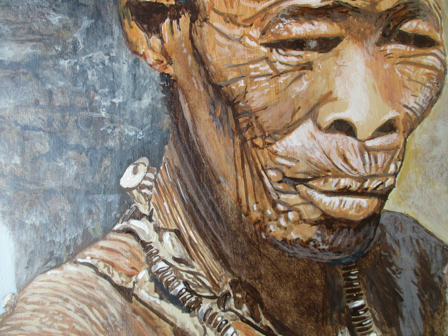 857 Khoisan Woman with rock art by Ron Waldeck (2021) : Painting ...