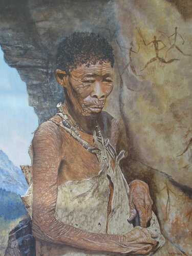 857 Khoisan Woman with rock art by Ron Waldeck (2021) : Painting ...