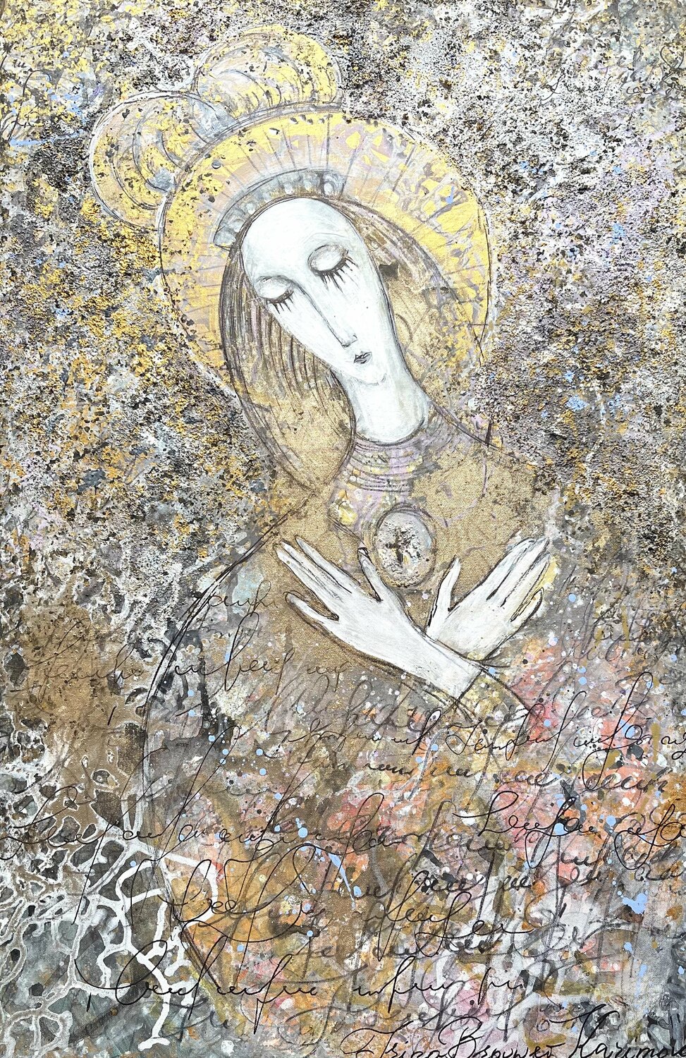 Maria von Irina Karimova (2020): Malerei Acryl, Sand auf Leinwand ...