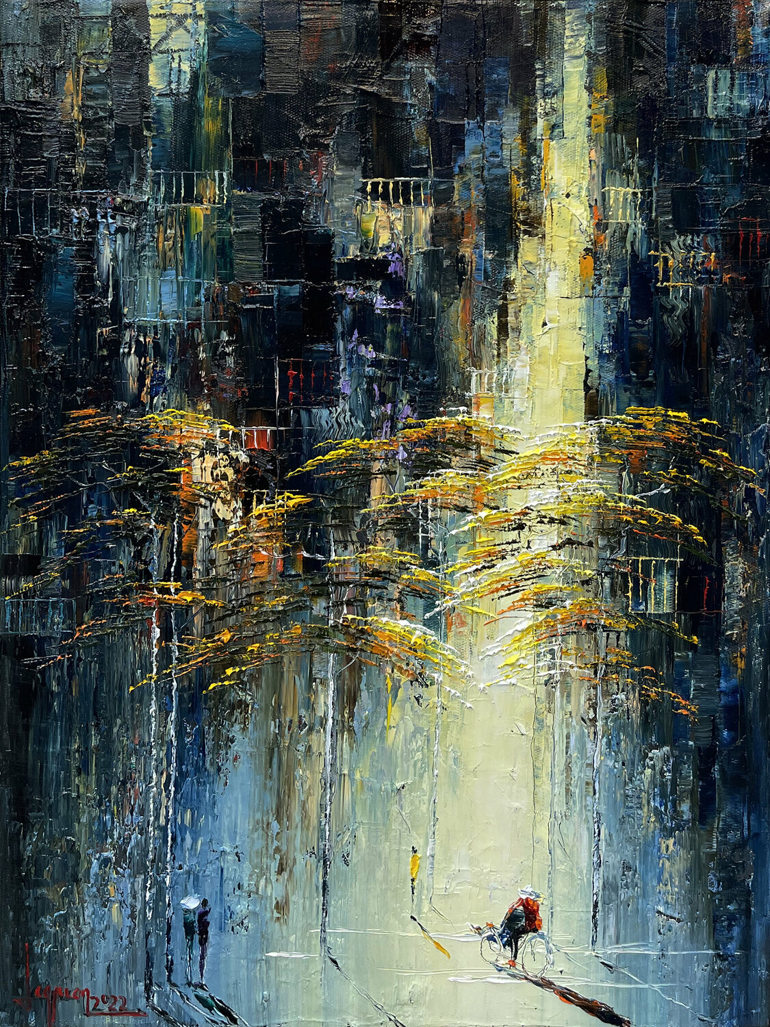 Sunny autumn dance by Quan Le (2022) : Painting Oil on Canvas - SINGULART