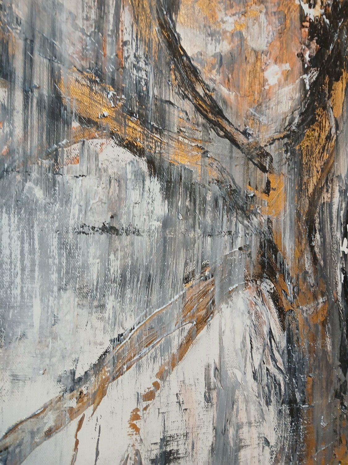 Silence of the rain von Cassia (2025): Malerei Acryl, Vergoldung auf ...