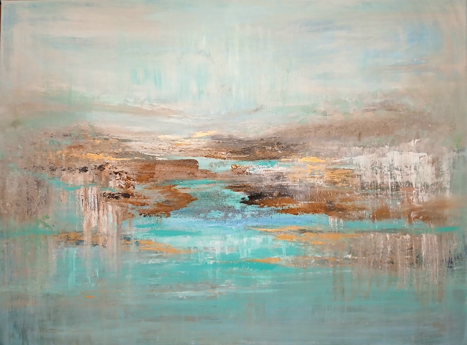 La mer azure by Cassia (2025) : Painting Acrylic, Gilding on Canvas ...