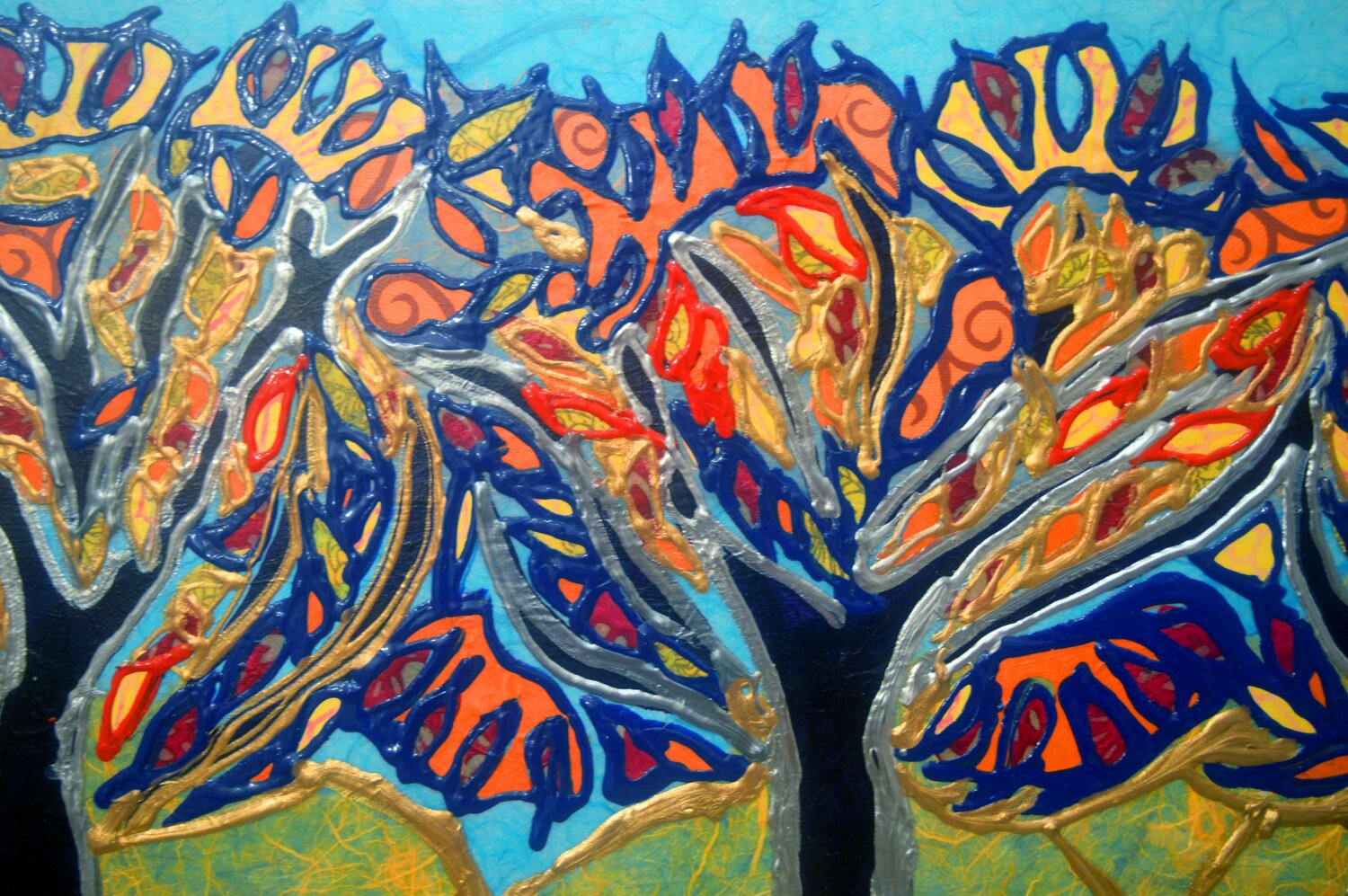 Trees Along The Riviera by Lisa Mee (2020) : Painting Acrylic, Gilding ...