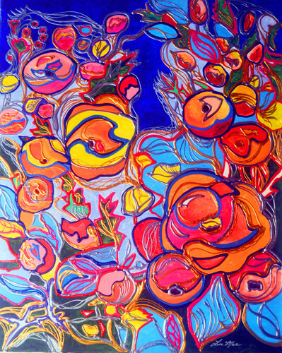 Bouquet Waves by Lisa Mee (2021) : Painting Acrylic, Gilding on Canvas ...